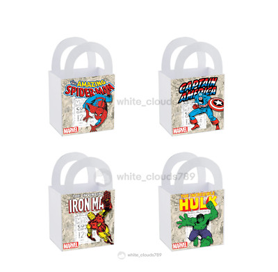 8 Marvel Superhero Treat Box Party Favor Loot Goody Bag Birthday 3" x 3 ...