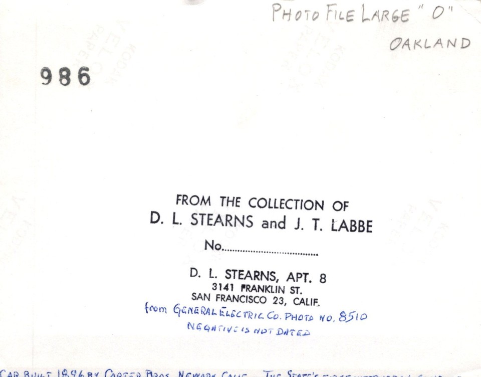 1896 California Railway No. 11 Carter Bros Oakland Mail Original Photo ...