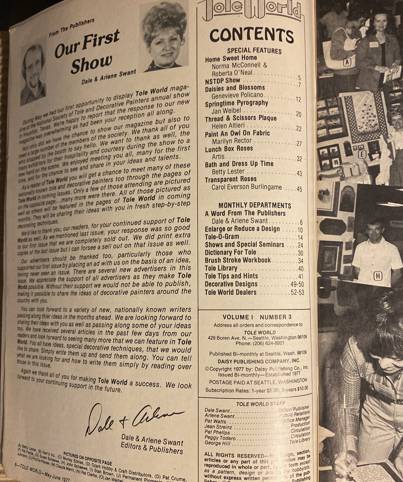 Tole World Magazine, VOL 1, No. 3, MAY/JUNE 1977 Single Issue Magazine ...