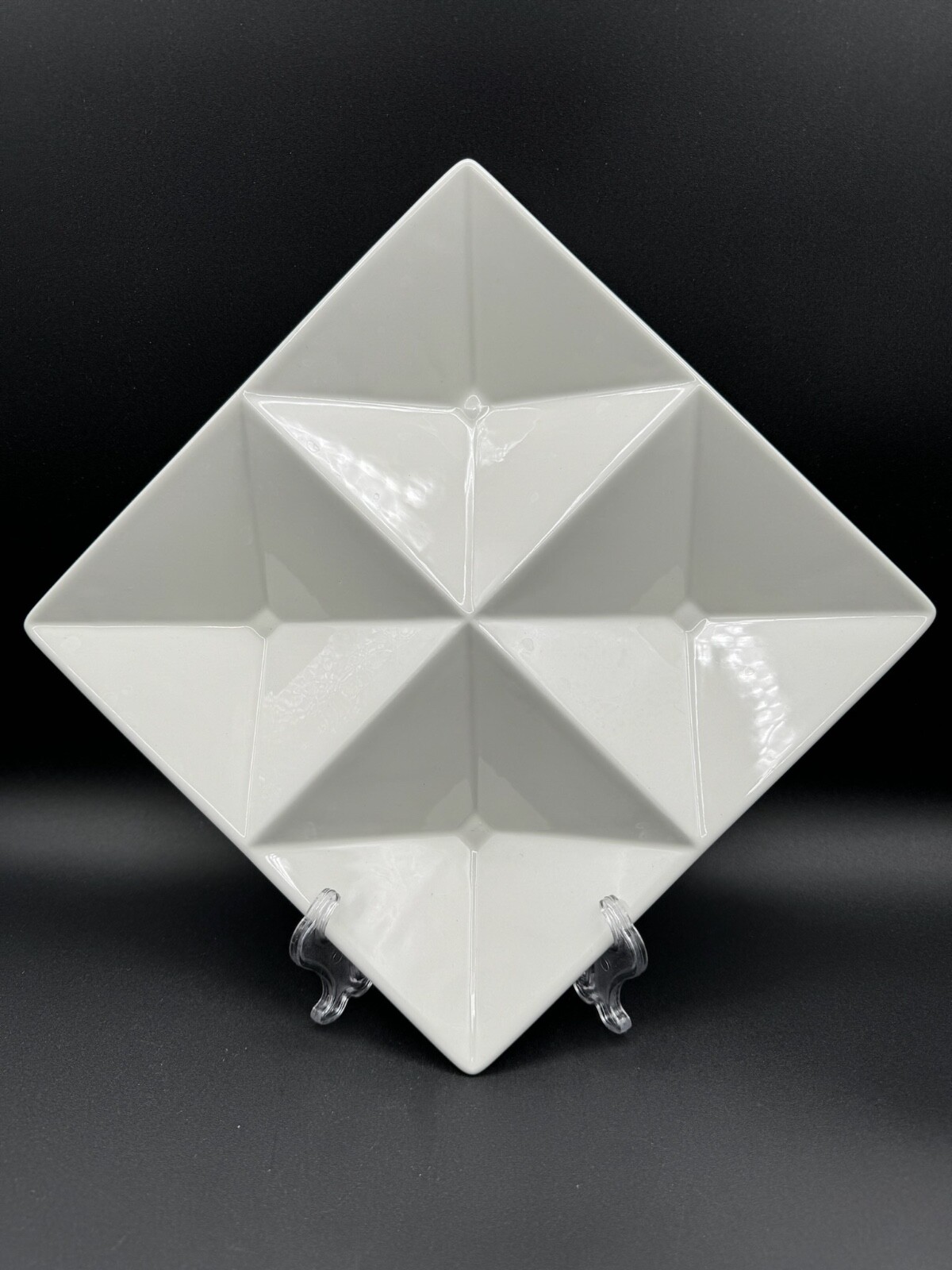 Vintage ARABIA FINLAND White Square Relish Dish KAJ FRANK Design 9-1/2 ...