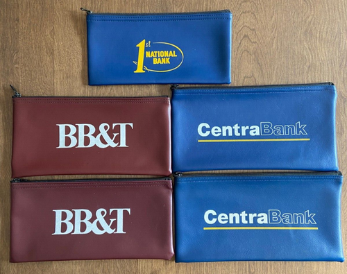 Lot 5 Bank Money Deposit Zipper Bags BB&T Centra 1st National Vinyl Zip ...