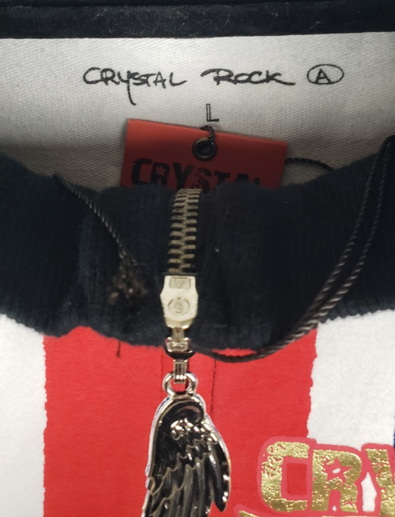 Crystal Rock by Crystal Audigier Track Jacket L Foil Rhinestone Zipper ...