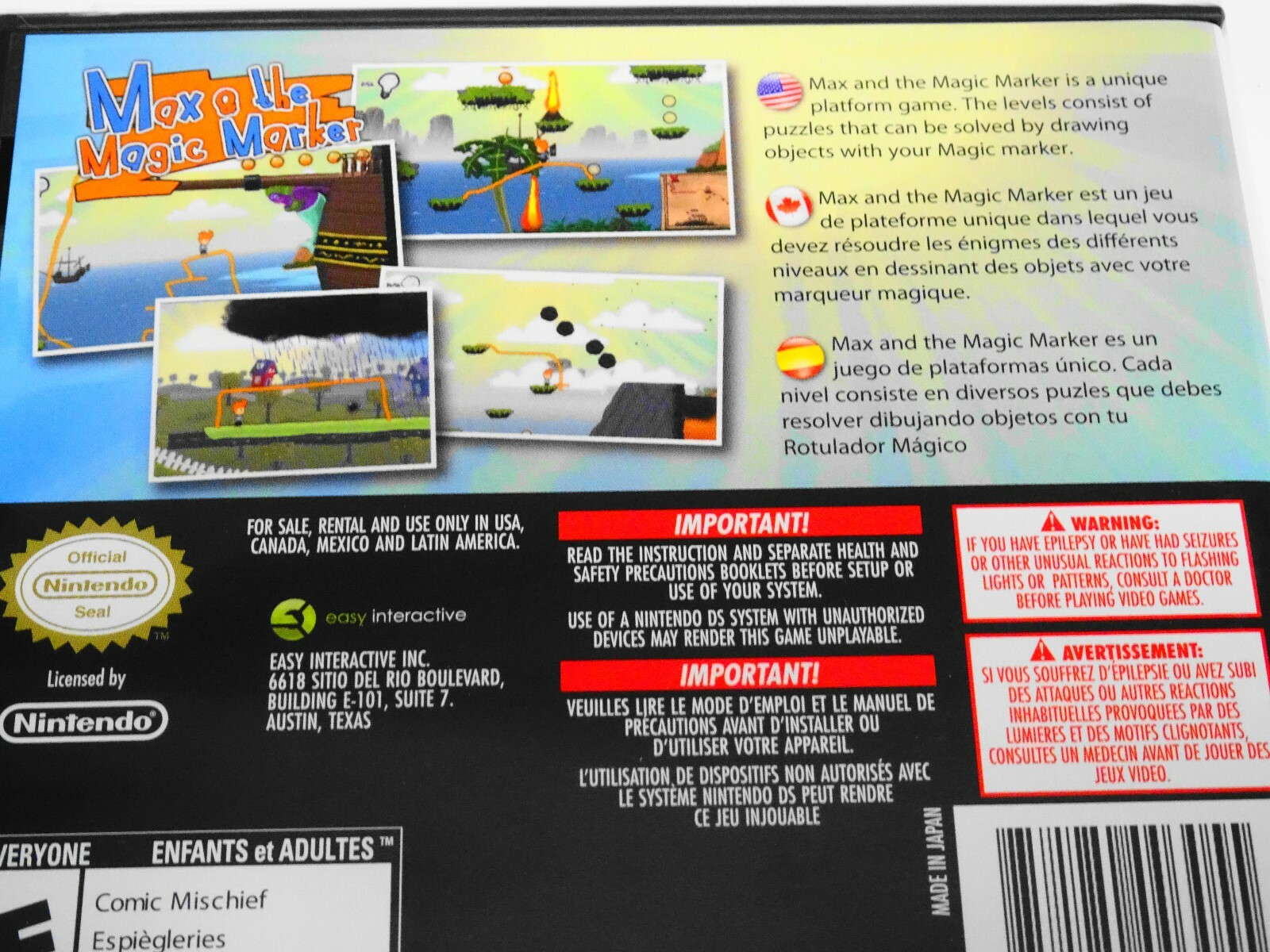 MAX & The MAGIC MARKER 🖍️ (Nintendo DS) 2DS 3DS 💦 NEW SEALED MINTY 🖍️ ...