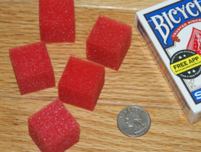 Sponge Cubes 1-inch (set of 5, RED) -- no more rolling off the table ...