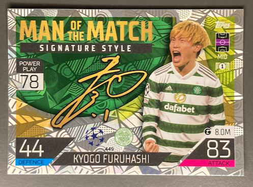 KYOGO FURUHASHI 2022-23 TOPPS MATCH ATTAX MAN OF THE MATCH SIGNATURES ...