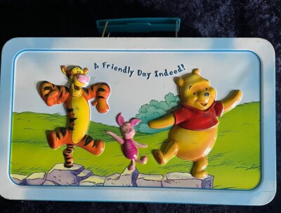 Vintage Disney Winnie the Pooh Lunch Box Metal Tin Pooh Tigger Piglet ...