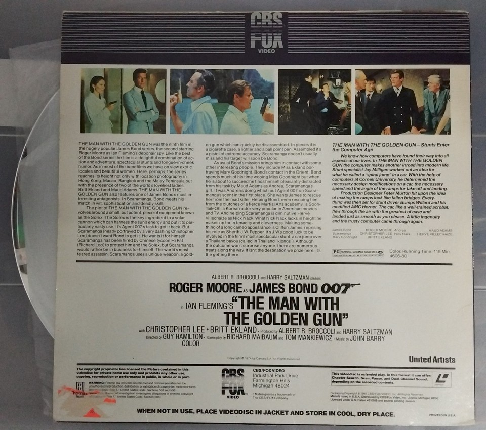 James Bond 007 The man with the golden gun - Laserdisc Extended play | eBay