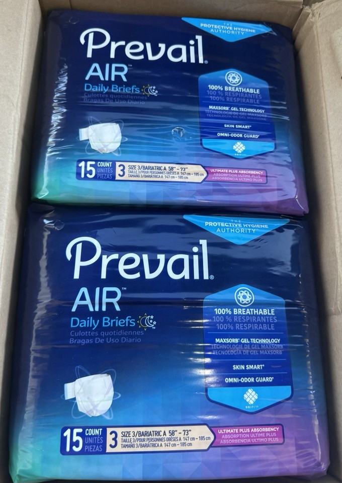 Prevail Air Daily Incontinence Briefs, Ultimate Absorbency, Size 3, 60 ...