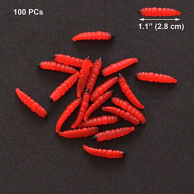 Lot 100 PCs 2.8cm Soft Plastic Maggot Worm Lure Grub Carp Trout Fly ...