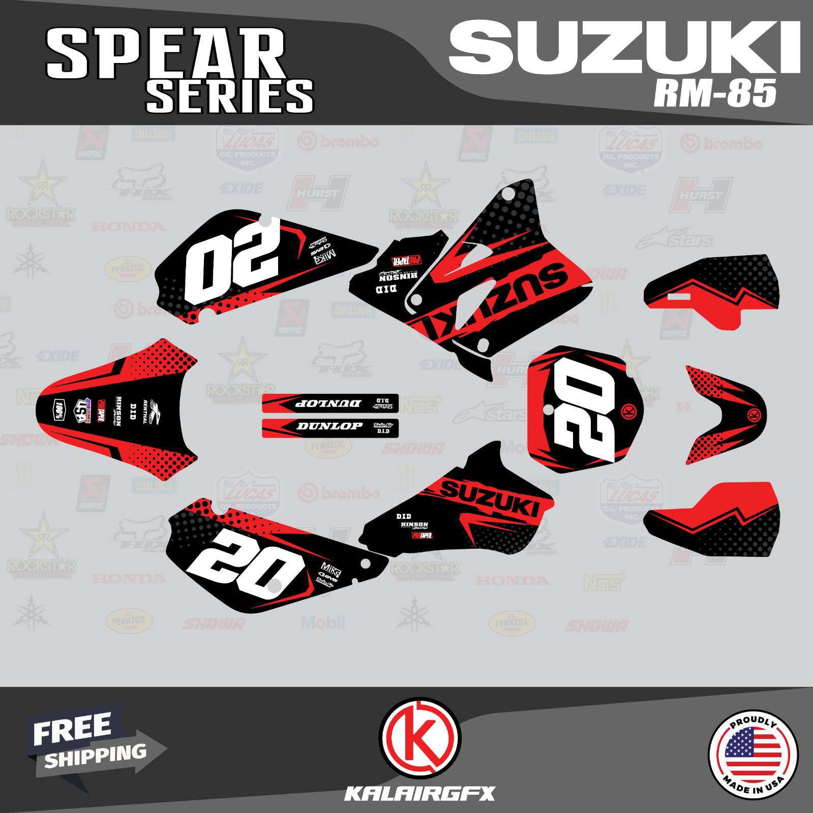 Graphics Decal Kit For Suzuki RM85 (2001-2023) RM 85 Spear Series - Red ...