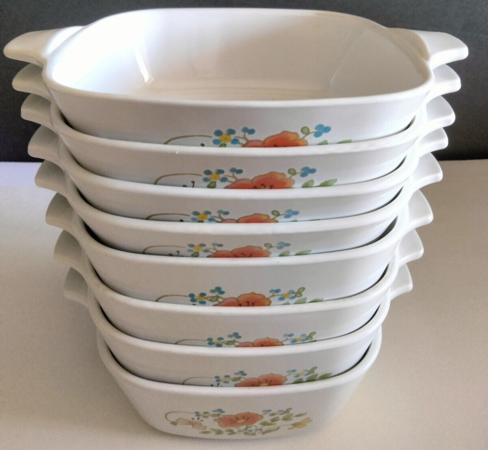Set Of 8 Corning Ware Corelle Wildflower 4 P-41-B Petite Pans & 4 P-43 ...