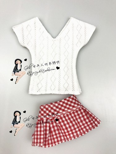 1/6 Female Soldier Red Tutu Skirt+v-neck Top For 12-inch Action Figures ...