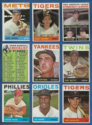 1964 Topps Baseball Lot 9 Different Cards (6-448) Good/VG | eBay