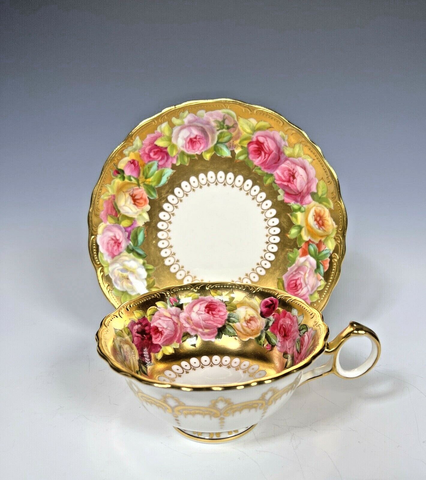 Cauldon Hand Painted Signed S. Pope Cup & Saucer Roses Gilt Gold | eBay