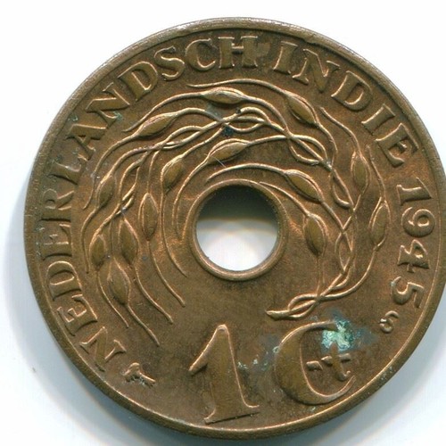 1 CENT 1945 S NETHERLANDS EAST INDIES INDONESIA Bronze Colonial Coin # ...