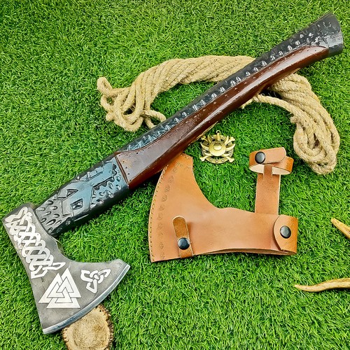 CUSTOM HAND FORGED Carbon Steel Viking VALHALLA Axe Tomahawk Throwing ...