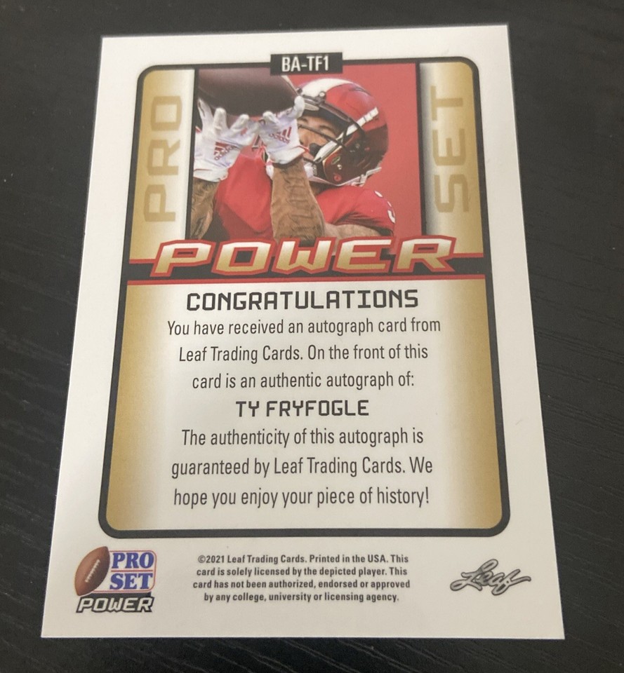 2021 Leaf Pro Set Power Autograph #BA-TF1 Ty Fryfogle (AU, RC) Indiana ...