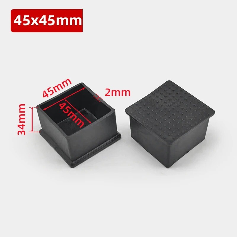 Square Chair Leg Caps Anti-Slip Rubber Chair Tips Table Chair Floor ...
