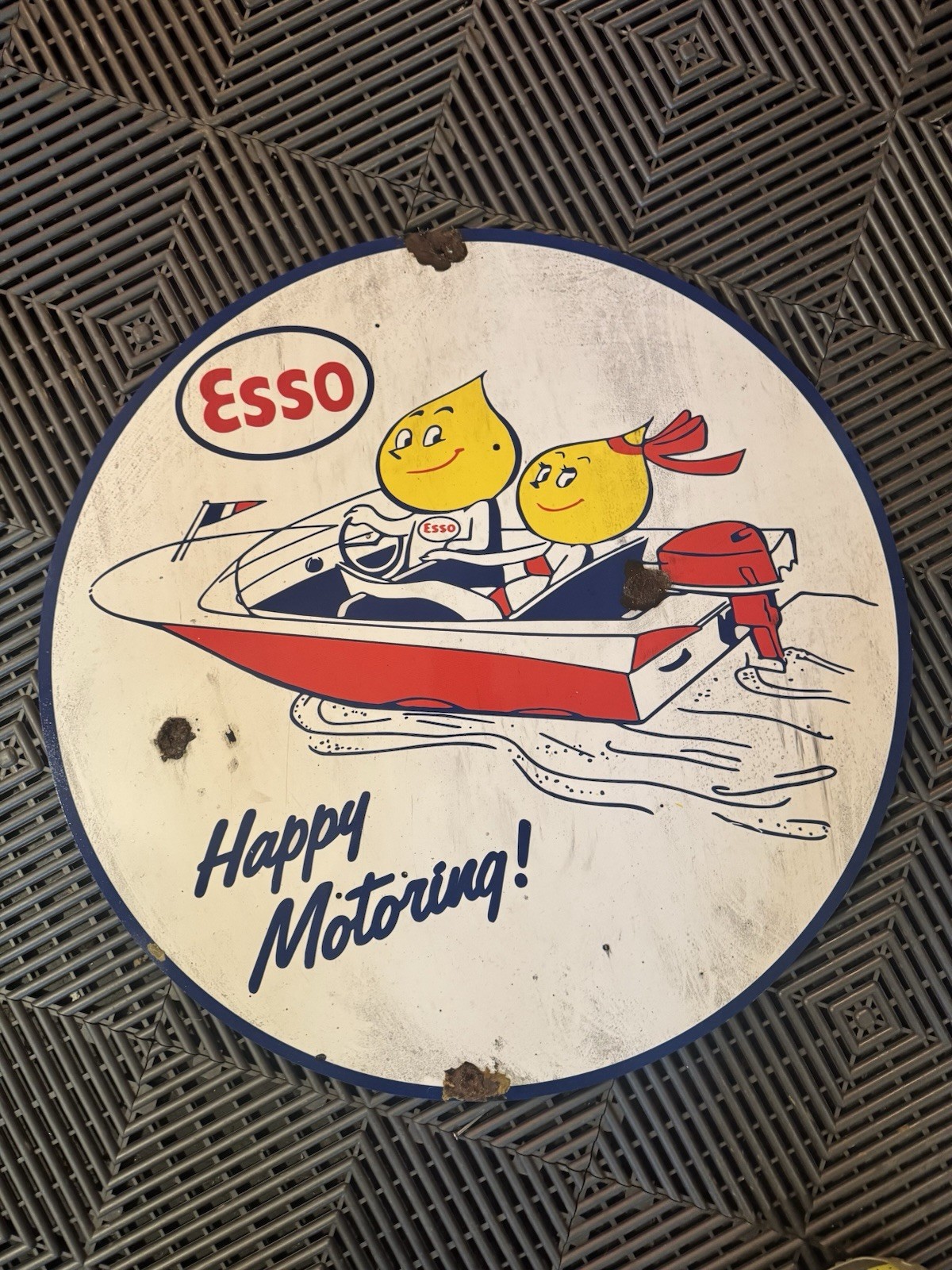 Antique style porcelain look Esso dealer service gas station large sign ...