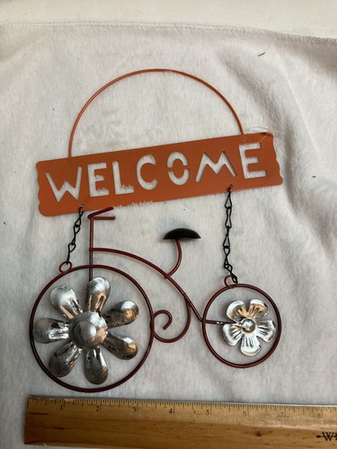 Garden Collection Metal Bicycle Welcome Sign, 8x10.5-in. | eBay