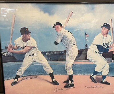 Mickey Mantle/Williie Mays/Duke Snider autographed 22x24 framed color ...