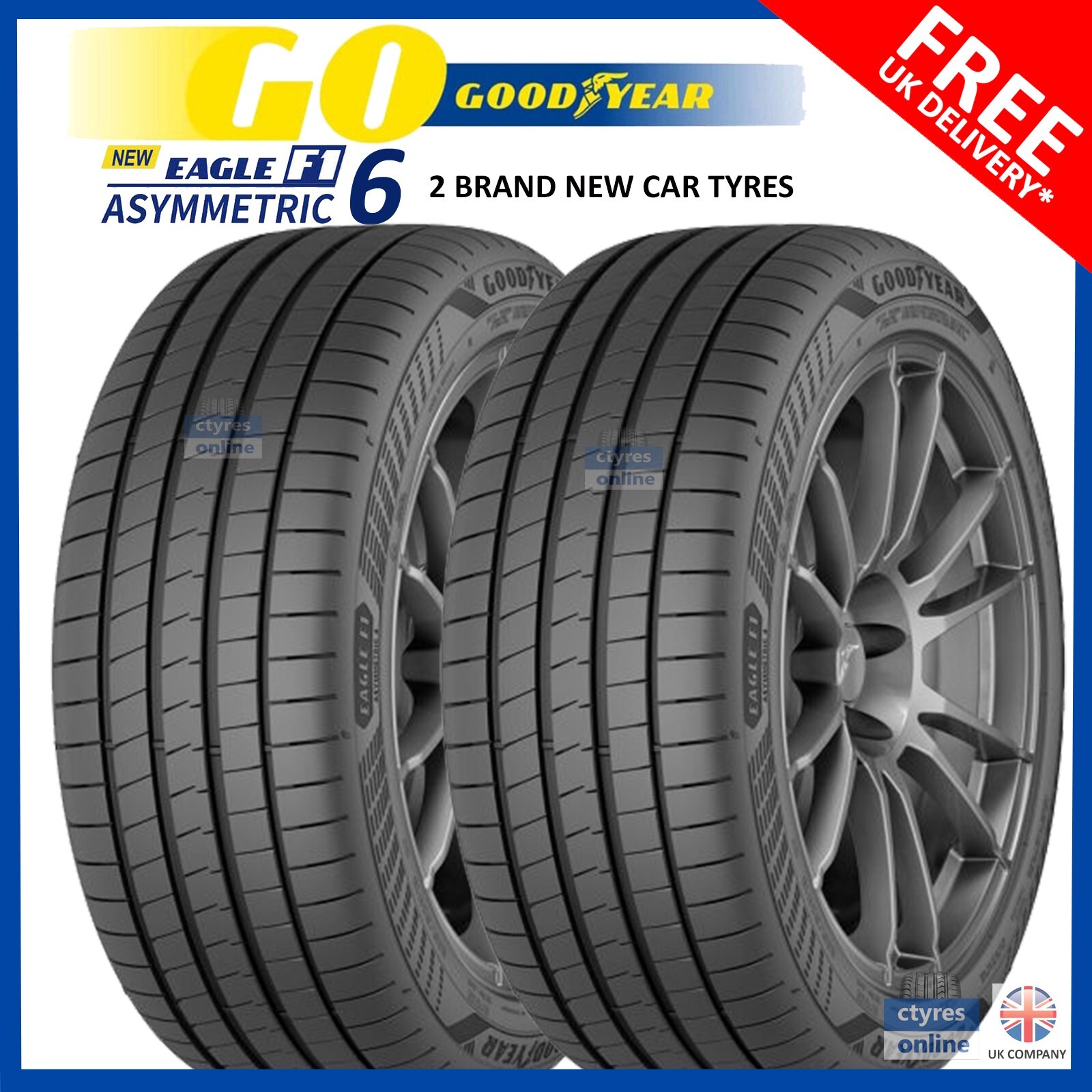 2X New 225 45 17 GOODYEAR EAGLE F1 ASYMMETRIC 6 91Y 225/45R17 2254517 ...