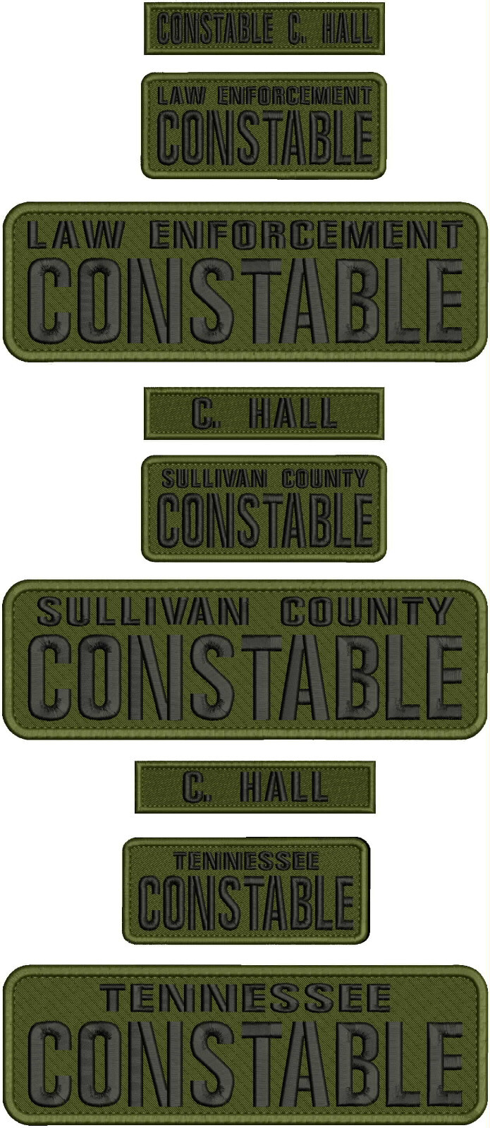 SULLIVAN COUNTY CONSTABLE EMBROIDERY PATCH 3X10 2X5 AND 1X5 HOOK ON ...