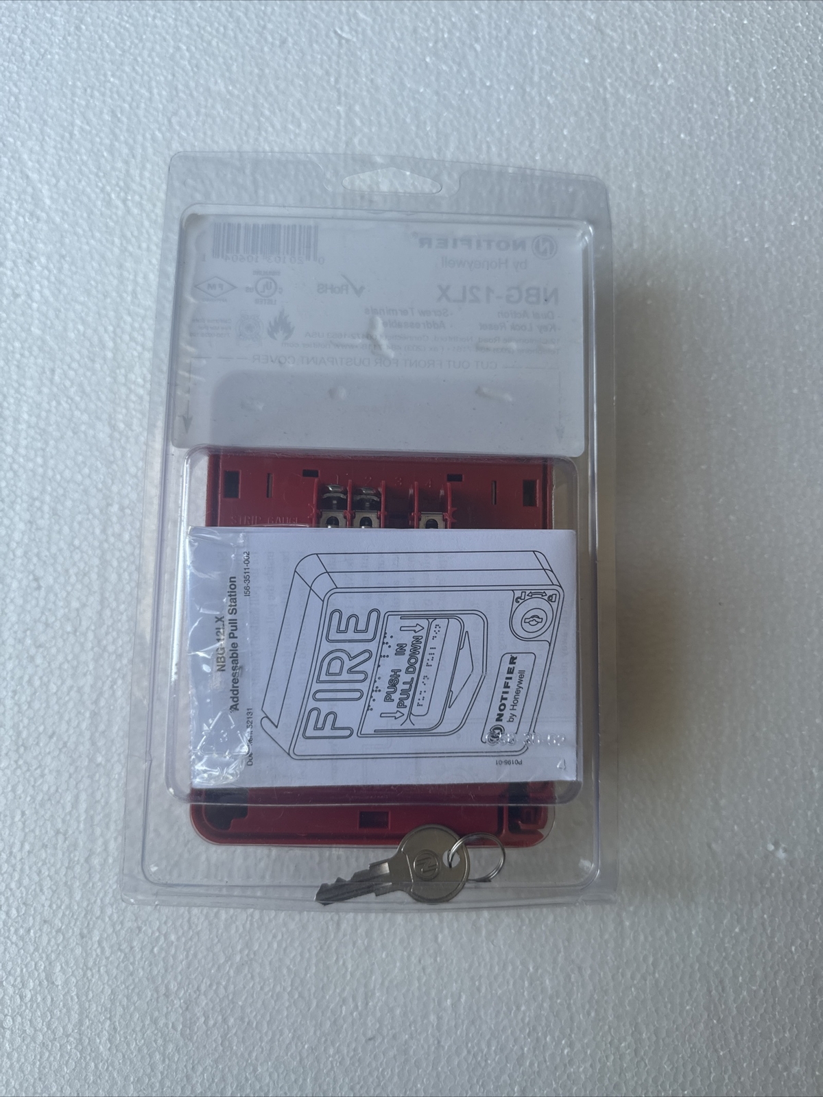 NOTIFIER NBG-12LX Fire Alarm Addressable Pull Station Key Lock USA ...