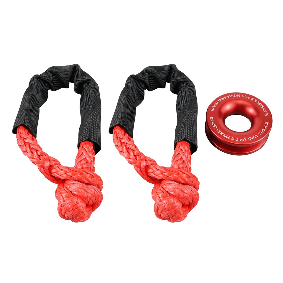 Heavy Duty Recovery Ring Snatch Block Pulley Soft Shackle Tow Winch ...