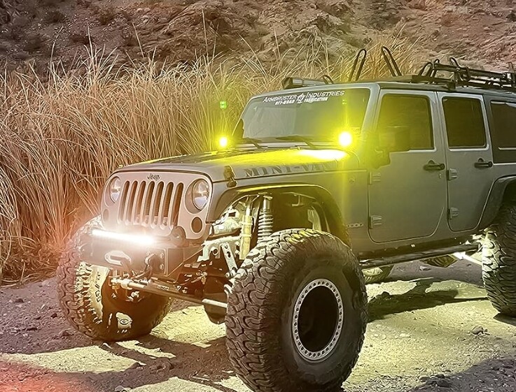 2x Yellow LED Work Lights Spot Auxiliary Motorcycle Headlight Driving ...