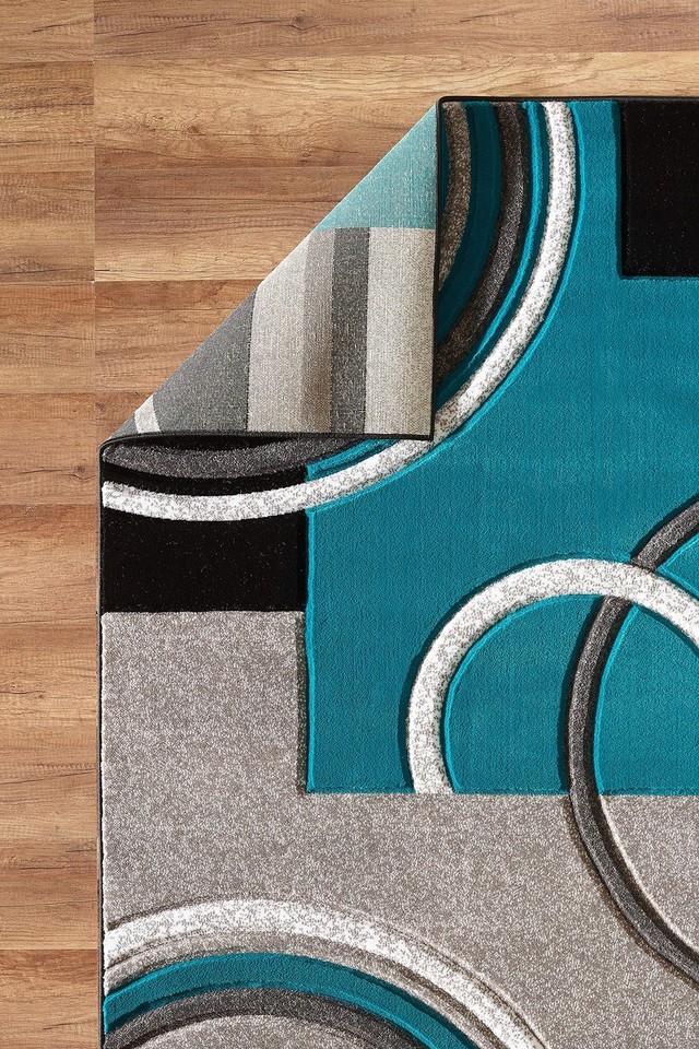 GLORY RUGS Area Rug Modern 2x7 Turquoise Soft Hand Carved Contemporary ...