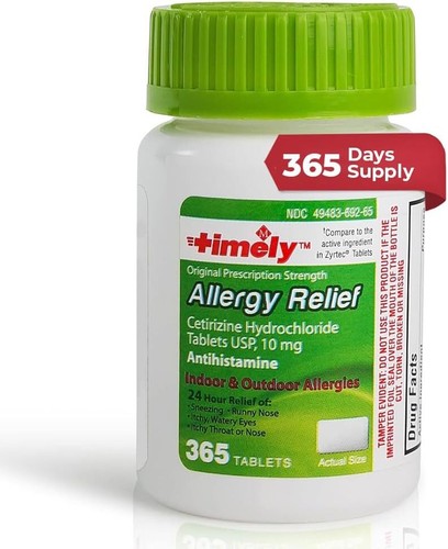 TIME-CAP LABS, INC. Timely Cetirizine HCl 10 Mg 365 Tablets - Compared ...
