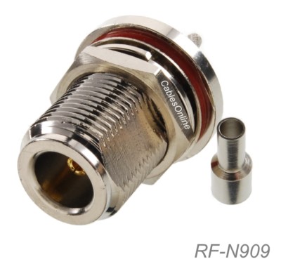 N-Type Bulkhead female RF Connector for RG316/RG174/LMR100 Coax wire ...