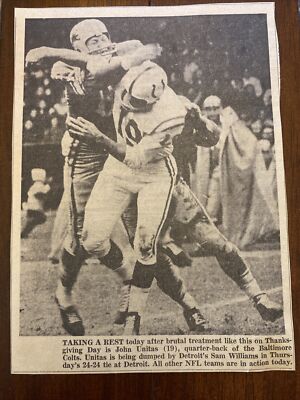 Vtg Baltimore Colts Johnny Unitas Newspaper Photo November 25 1965 ...