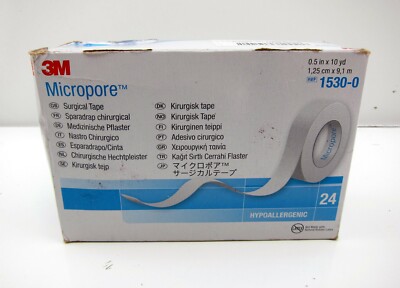 Case of 24 3M Micropore White Surgical Tape Hypoallergenic 1530-0 1/2 ...