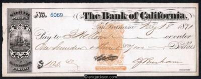 Bank Check RN-B17 San Francisco, CA Bank of CA North Pacific ...