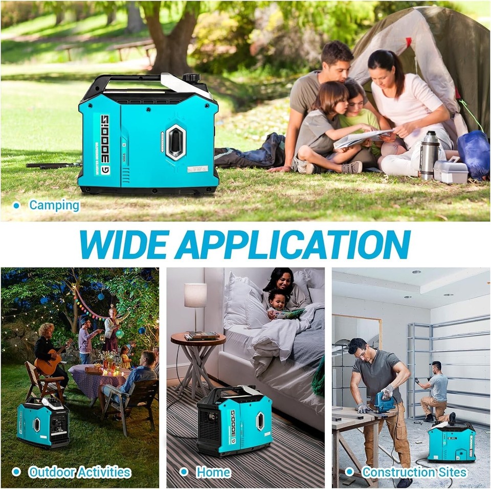 3000W Portable Inverter Generator Outdoor Quiet Generator Gas Powered ...