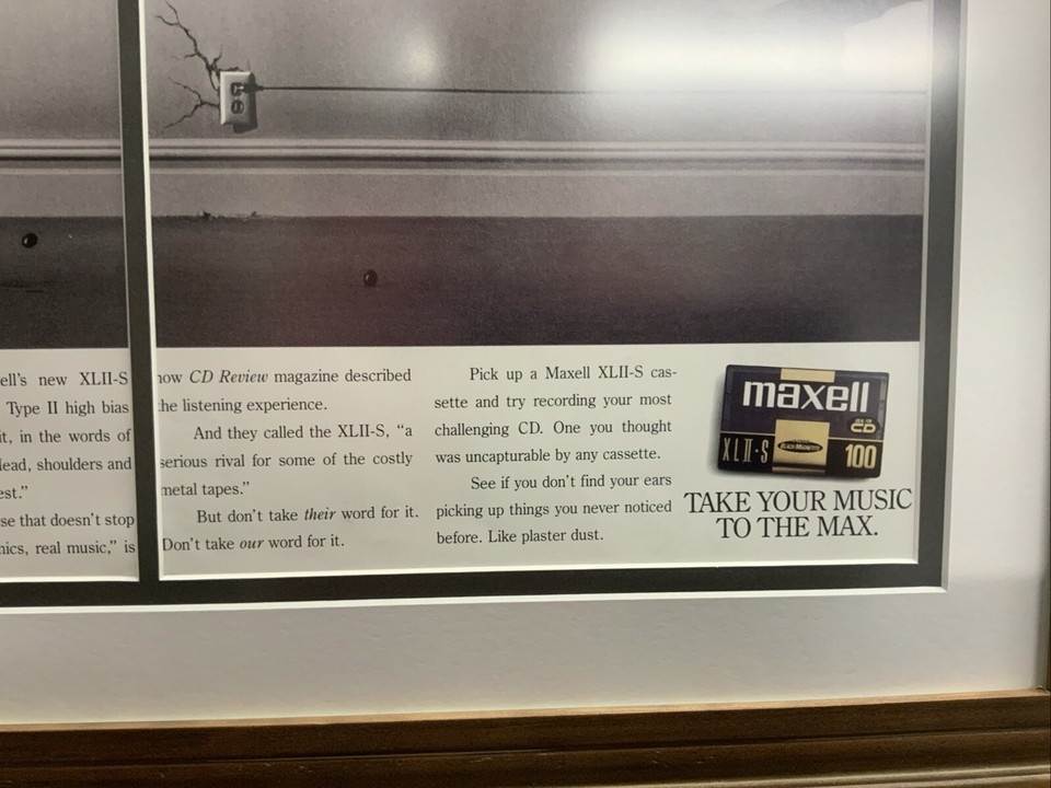 Vtg Maxell Blown Away Guy / Man in Chair 3 Page Print Ad Original ...