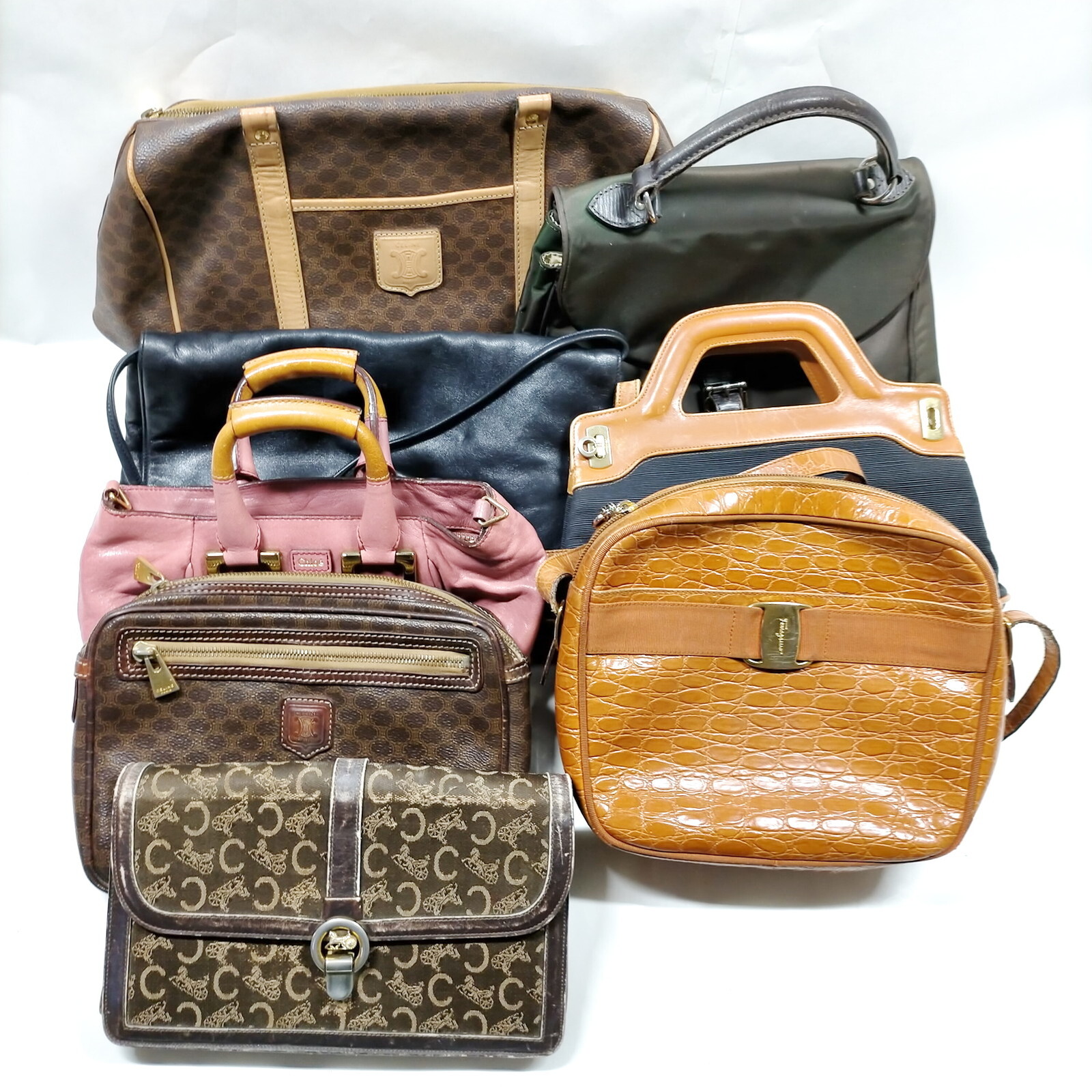 Ferragamo Celine others Leather Hand Bag 8 piece set / 564928