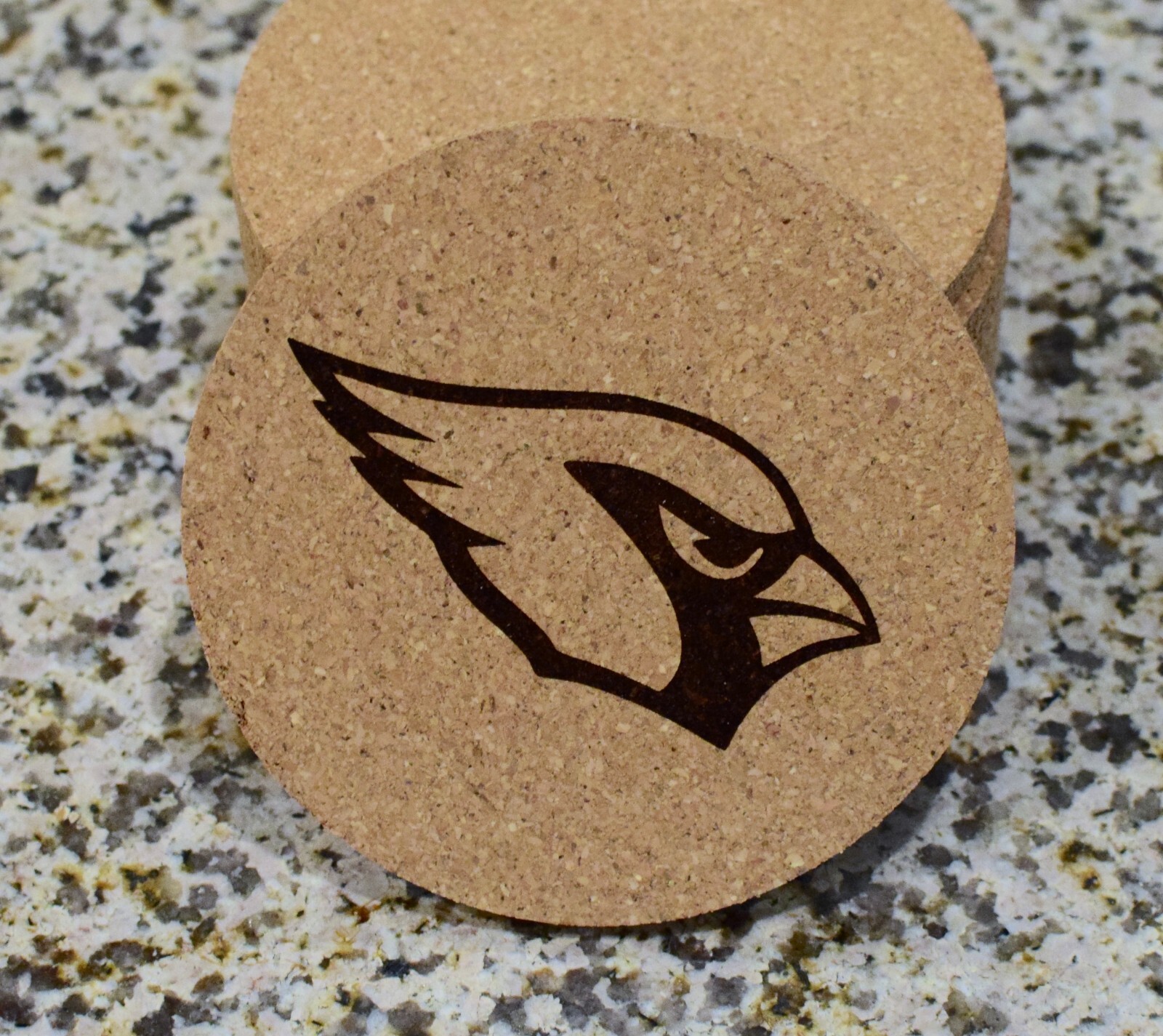 Arizona Cardinals 3.5" Round Natural Cork Engraved Coasters Non-Slip ...