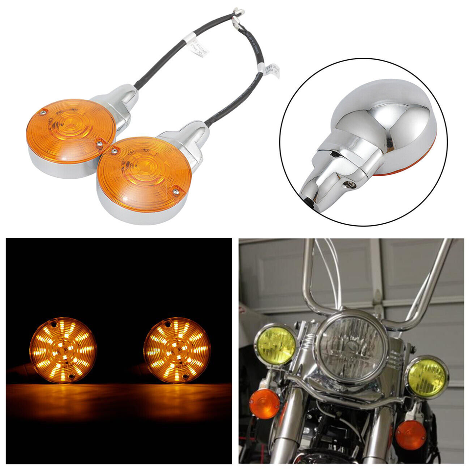 Front Flat Turn Signal Lights For Harley Heritage Softail Classic FLSTC ...