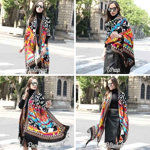 100% Merino Wool Pashmina Shawl for Women 96"x43", Oversized 12 ...