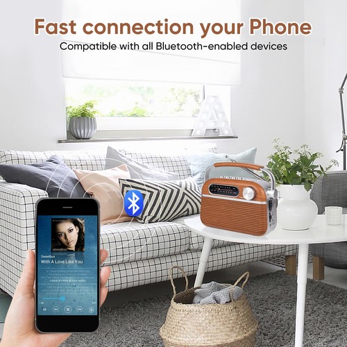 Portable AM FM Analog Radio Plug in Wall with Bluetooth Speak, 3-Way ...