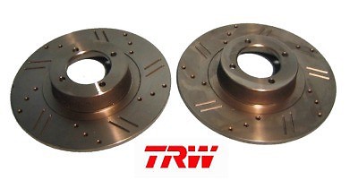 Pair New TRW Drilled and Slotted Brake Rotors for MGB 1963-1980 DF7232 ...
