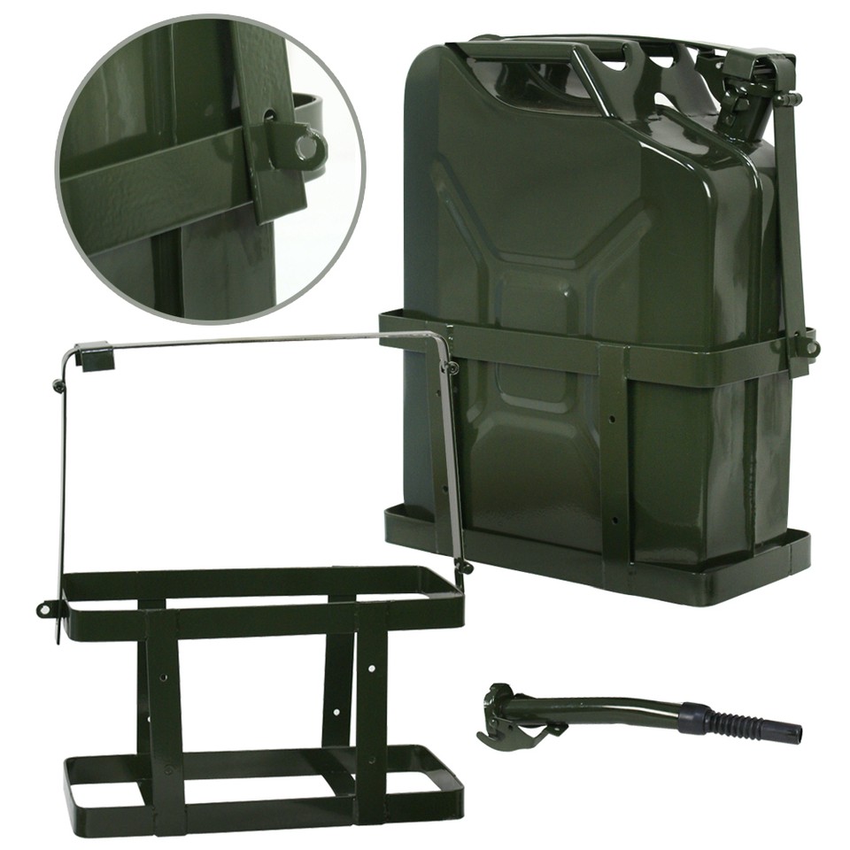 4x Jerry Can Fuel Tank w/ Holder Steel 5Gallon 20L Army Backup Military ...