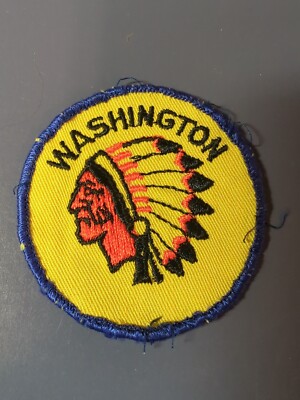 Vintage Washington Native American Indian Chief Round Patch Yellow 3 ...