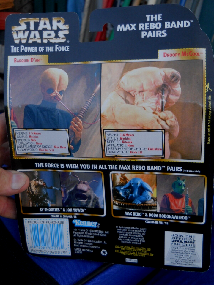 CLASSIC STAR WARS 1998 IN PACKAGE MAX REBO BAND BARQUIN & DROOPY McCOOL ...