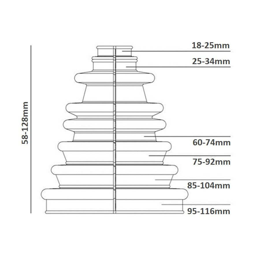 Universal Split CV Boot Kit Drive Shaft Joint Gaiter Bailcast CVS18 ...