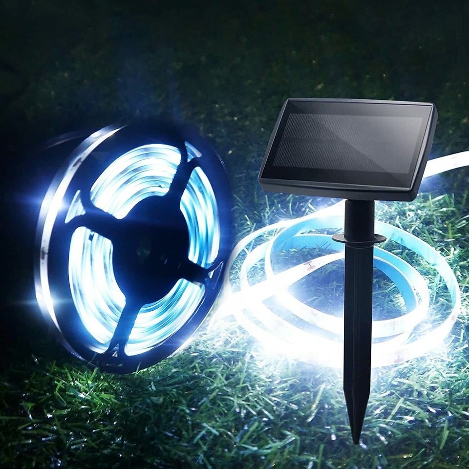 Upgraded Solar LED Strip Flexible Lights 8 Lights Mode Waterproof ...