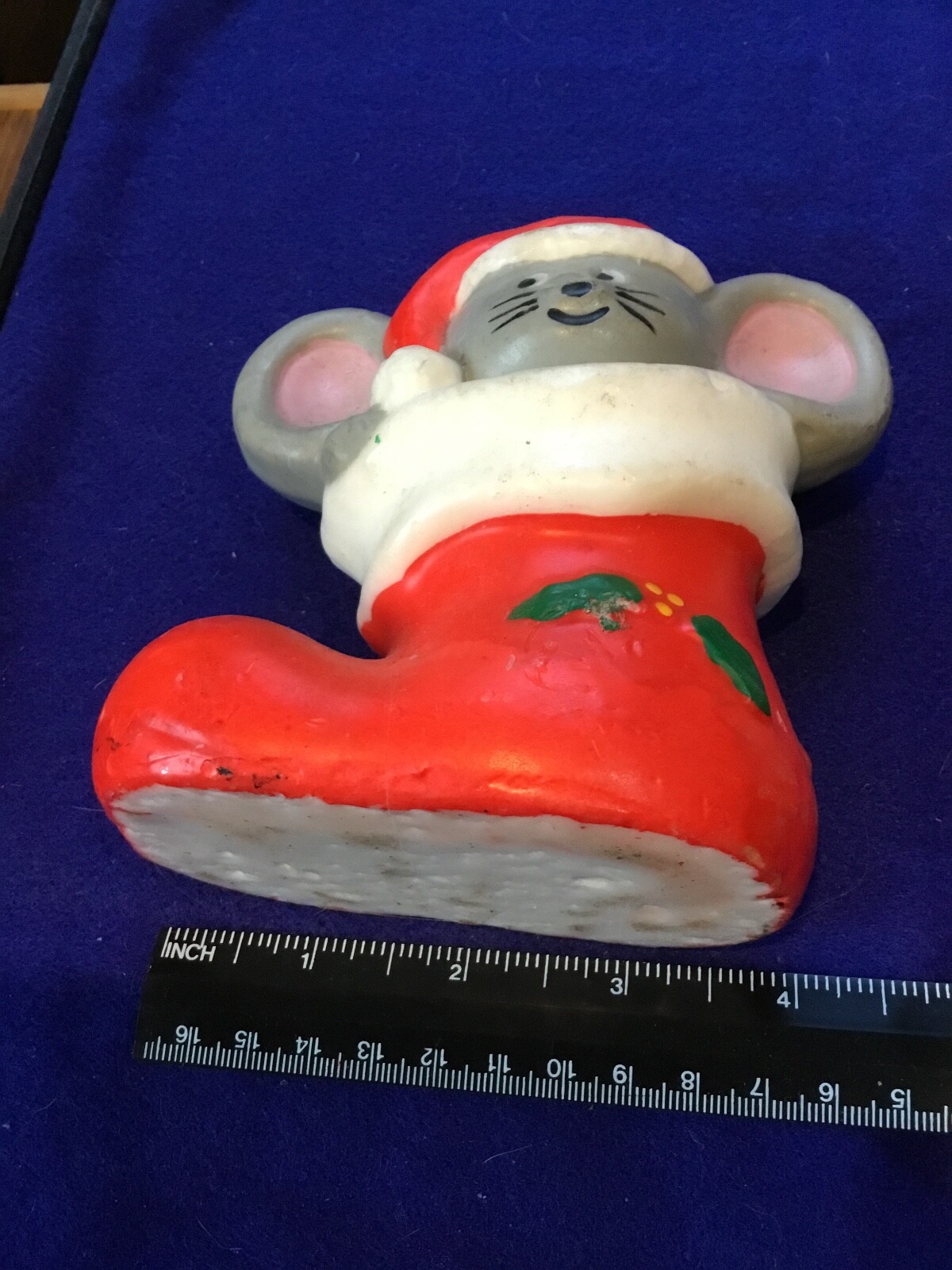 5 INCH CHRISTMAS MOUSE IN STOCKING CANDLE NEVER USED GURLEY? VS UNKNOWN ...